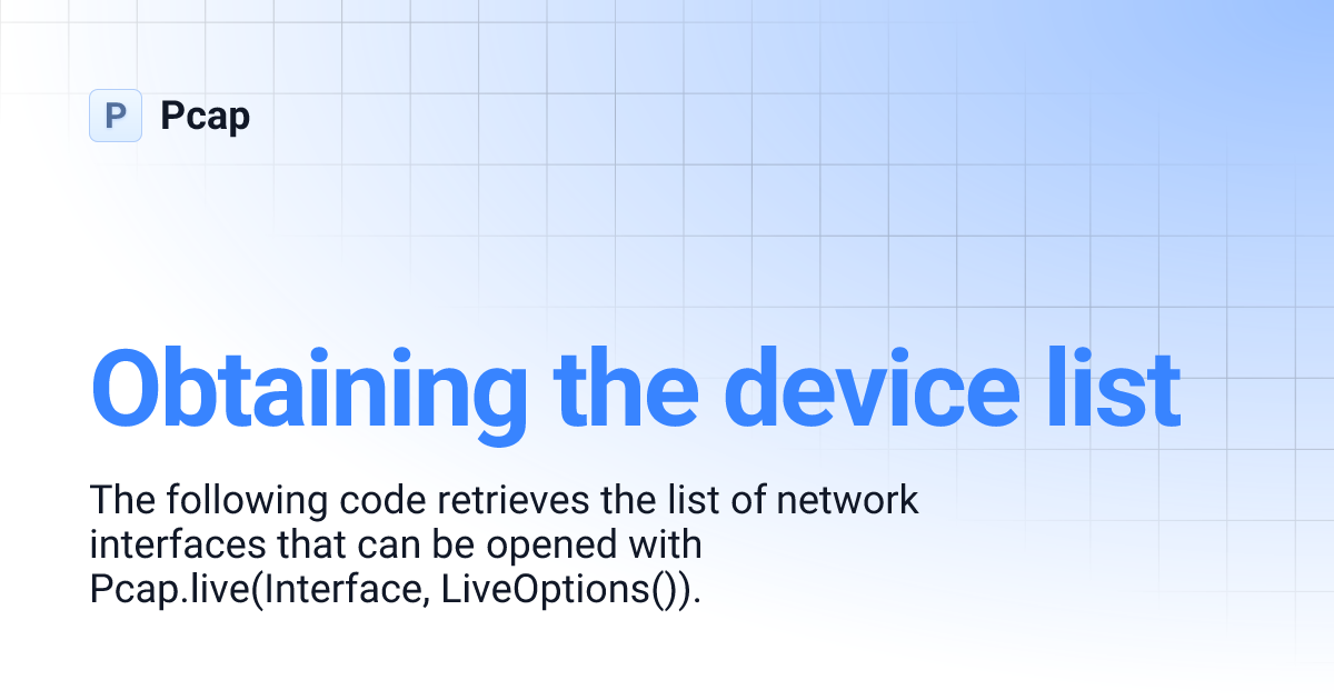 Obtaining the device list | Pcap